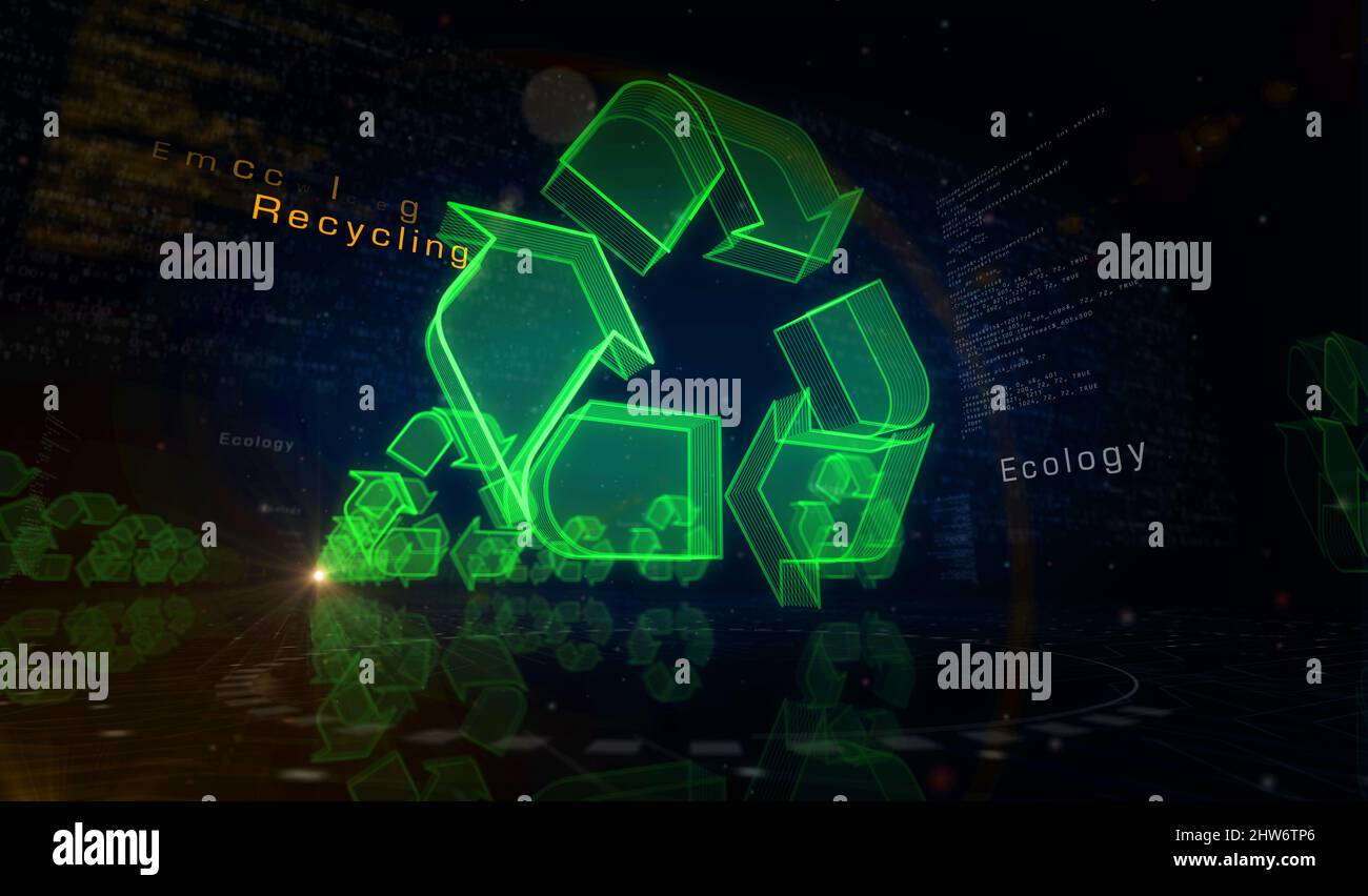 Recycling icon, waste data management and sustainable industry symbol ...