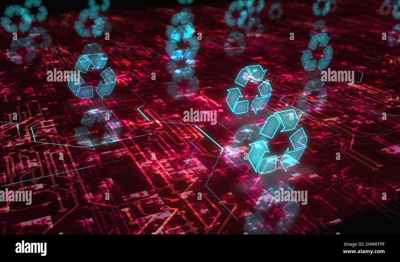 Recycling icon, waste data management and sustainable industry symbol ...