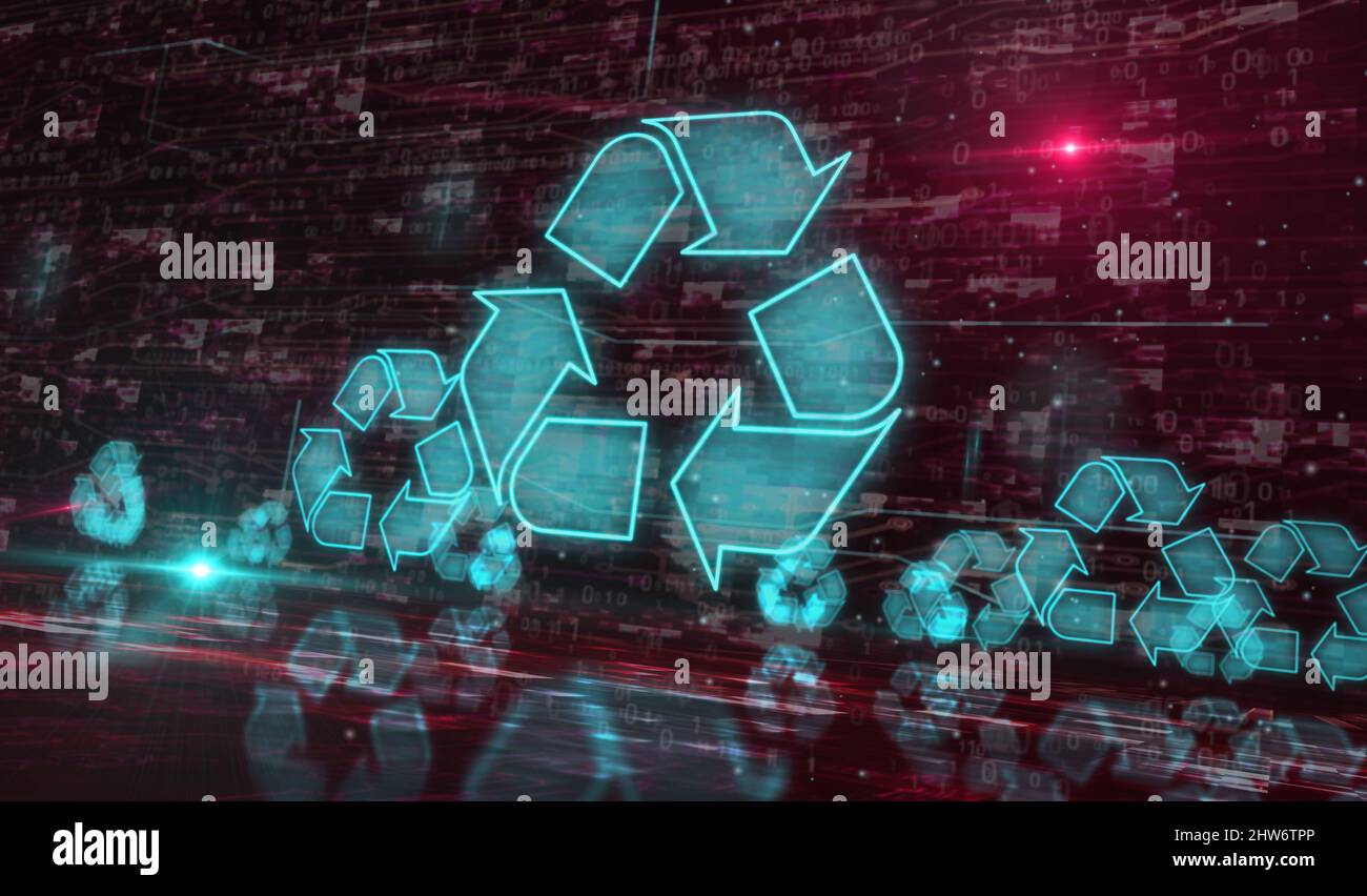 Recycling icon, waste data management and sustainable industry symbol ...