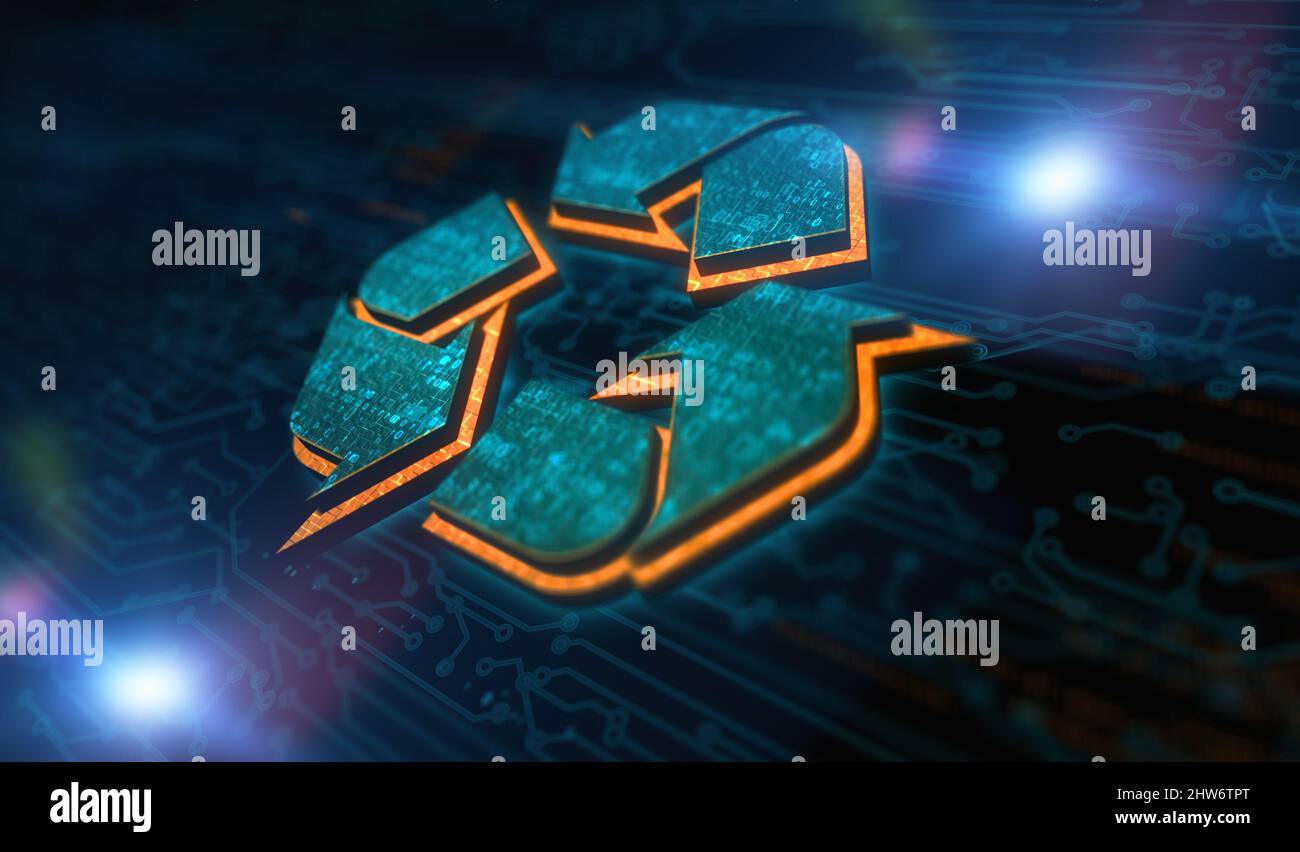 Recycling icon, waste data management and sustainable industry symbol ...