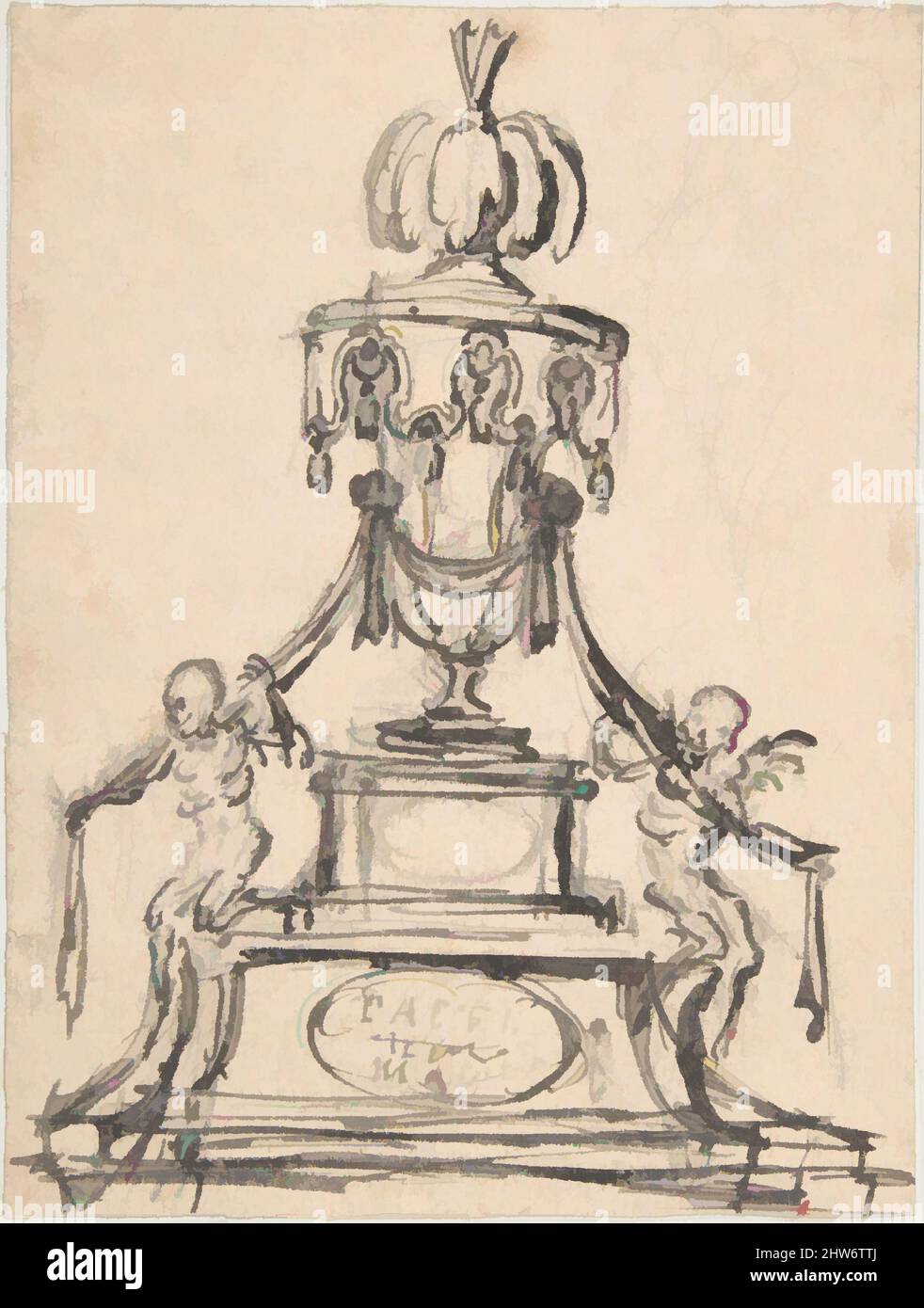 Art inspired by Tomb Monument with Skeletons, 17th century, Pen and ...