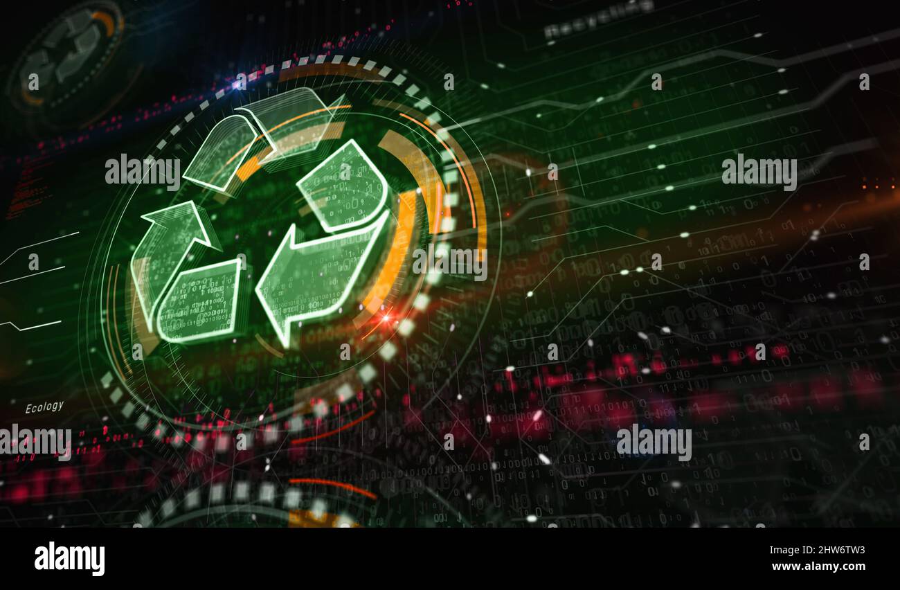 Recycling icon, waste data management and sustainable industry symbol ...