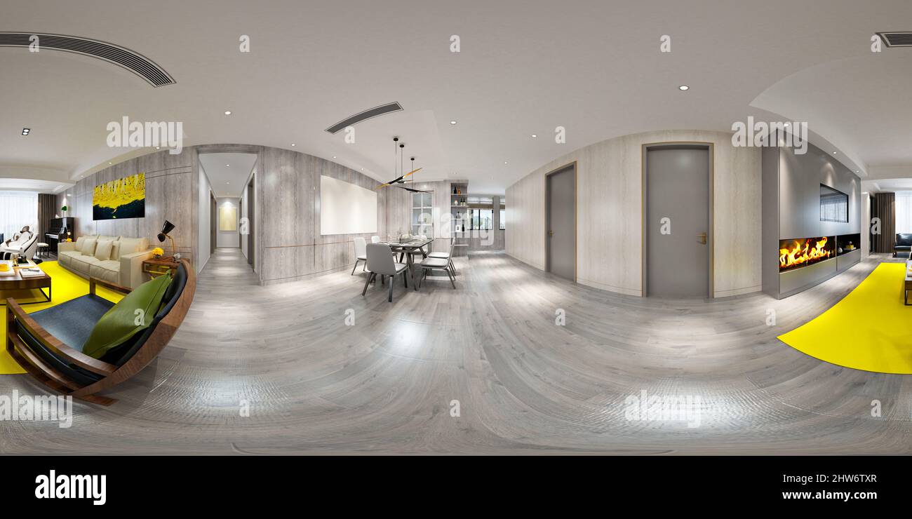 360 degrees home interior, 3d render Stock Photo - Alamy
