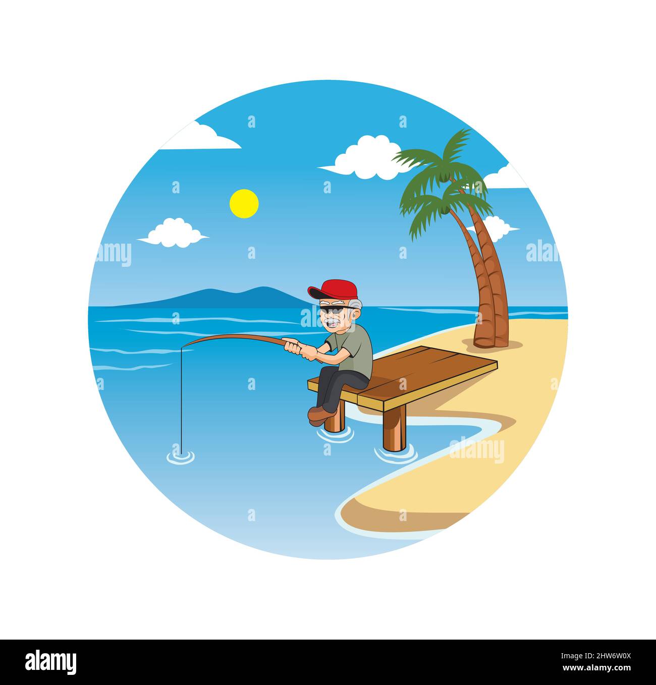 Cartoon oldman fishing design illustration vector eps format , suitable ...