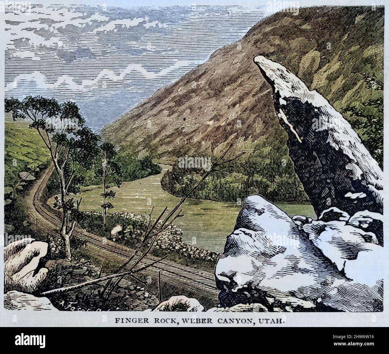 Machine Colorised FINGER ROCK, WEBER CANYON, UTAH from the book Crofutt ...