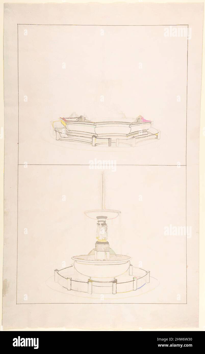 Art inspired by Studies for Two Large Fountains, 18th–19th century, Pen ...
