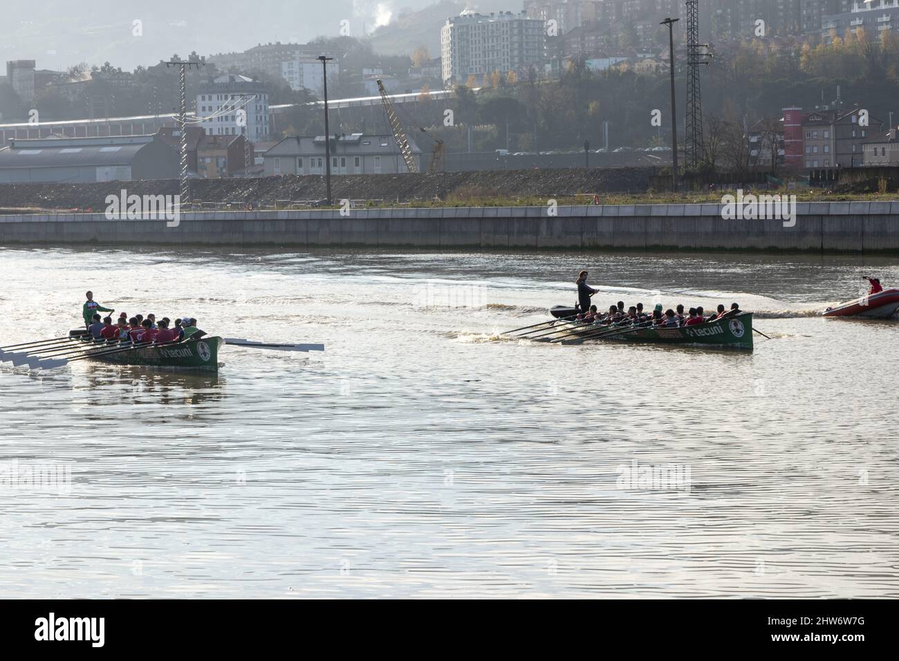 Boat of the basque country training in the ria del riviera in bilbao ...