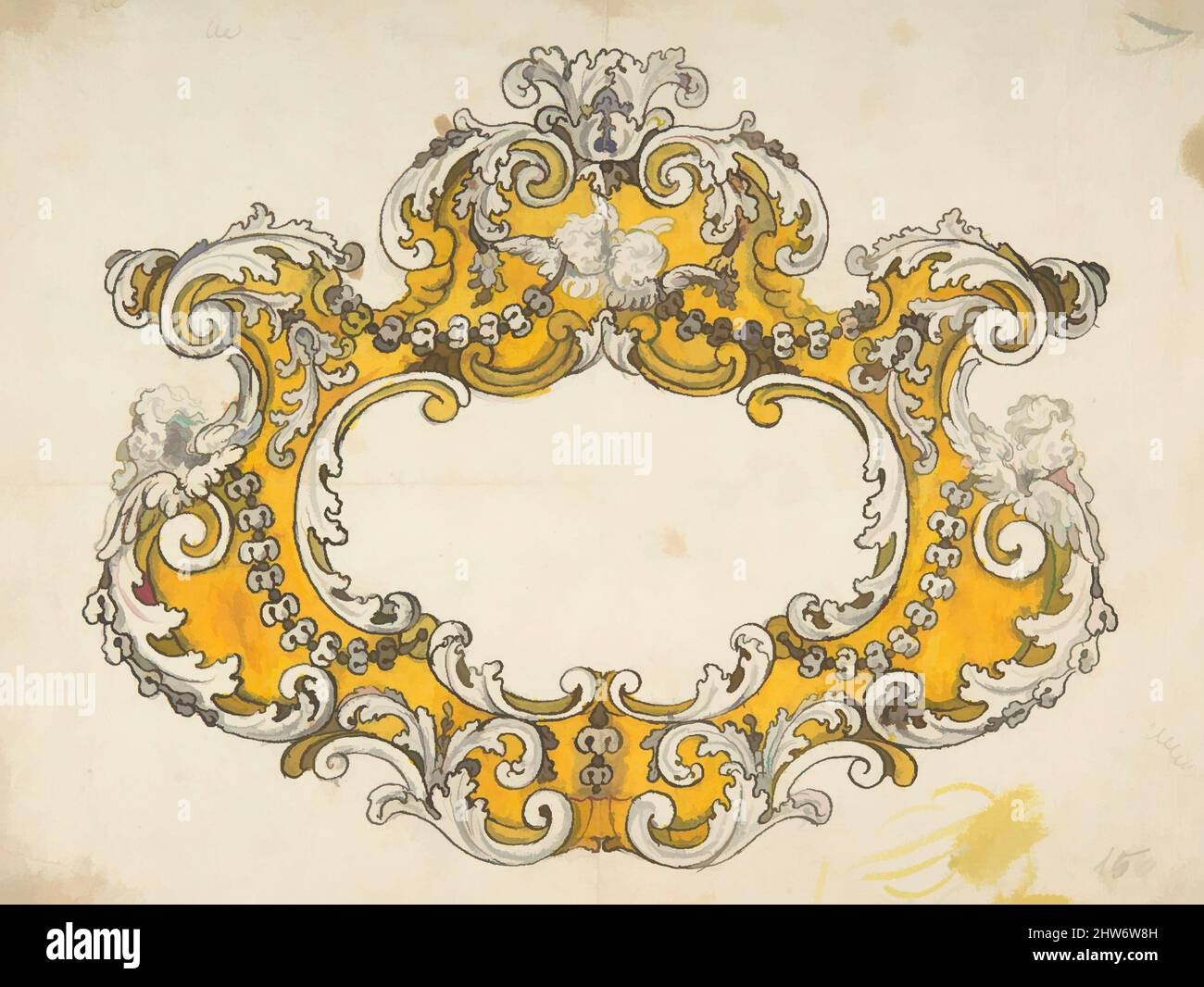 Art inspired by Rococo Cartouche with Cherubs, 18th century, Ink and ...