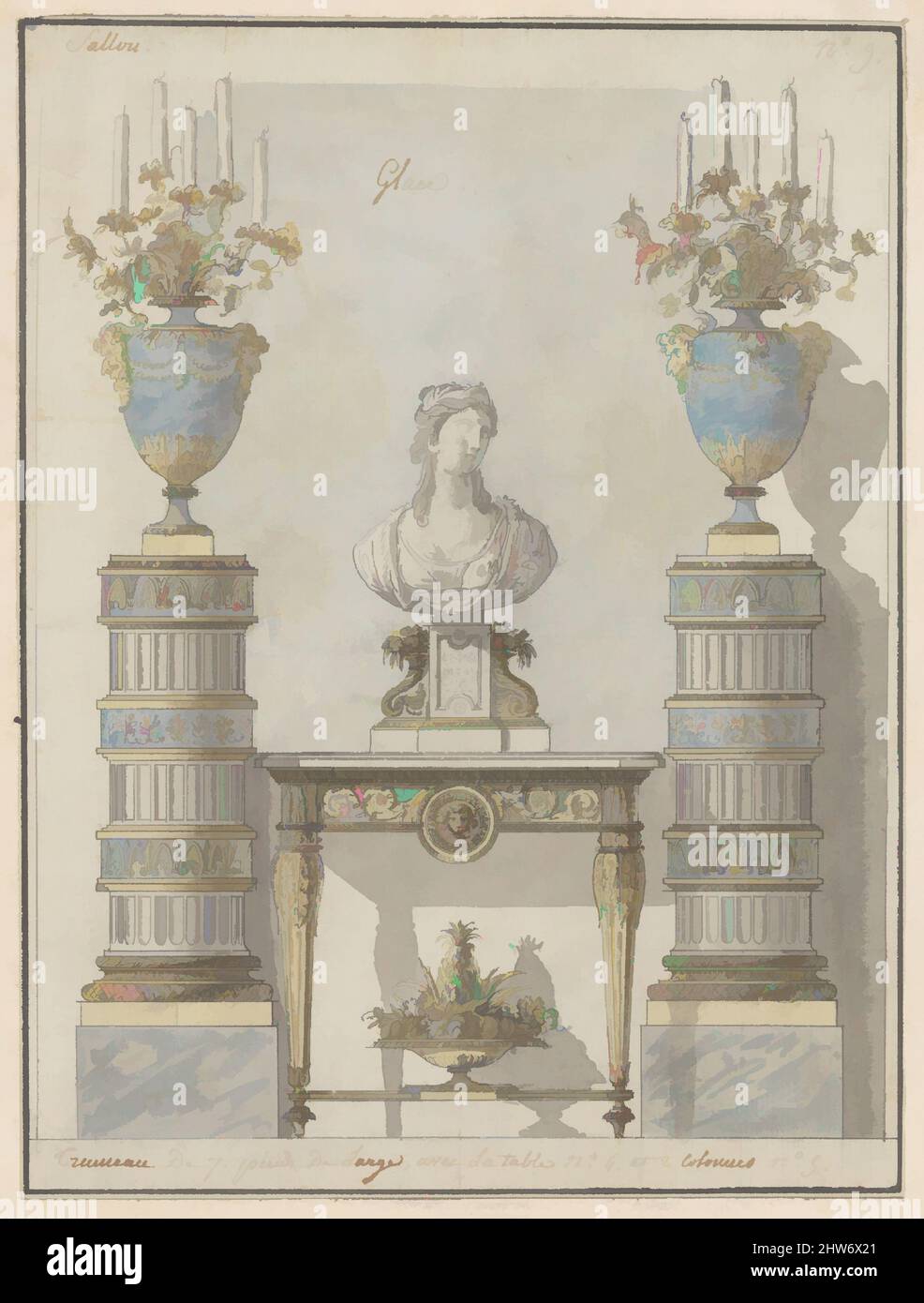 Art inspired by Wall Elevation for a Salon, ca. 1780, Pen and ink with ...