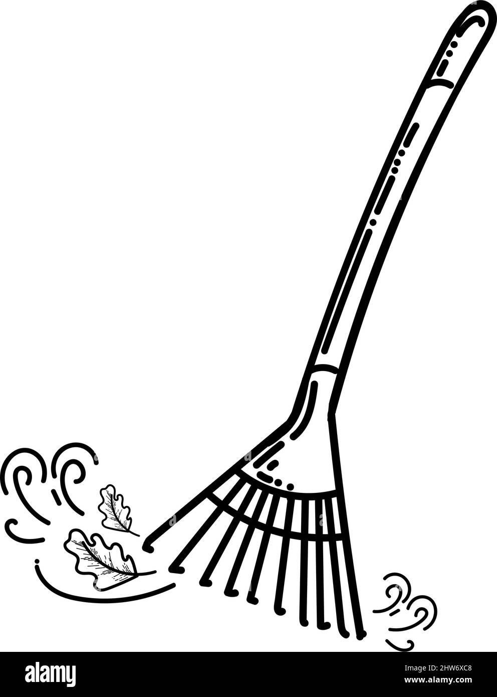Rake, a hand-drawn doodle-style element. Rake, a fork for cleaning ...