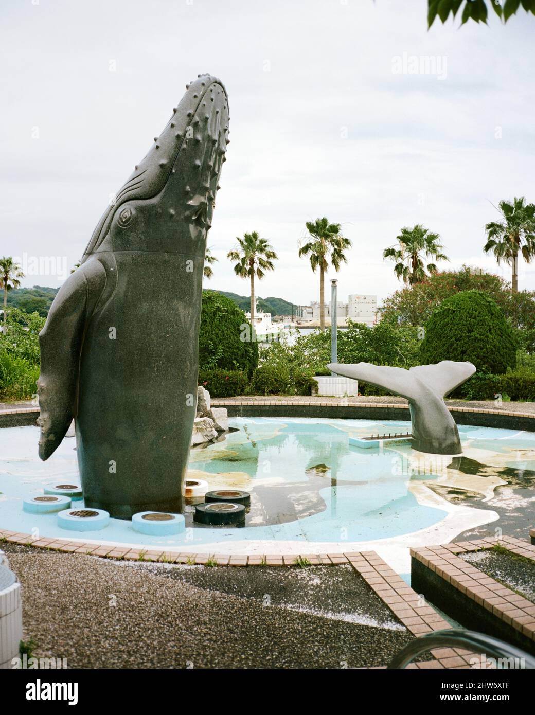 Whale statue at fountain park in Sasebo, Japan Stock Photo - Alamy