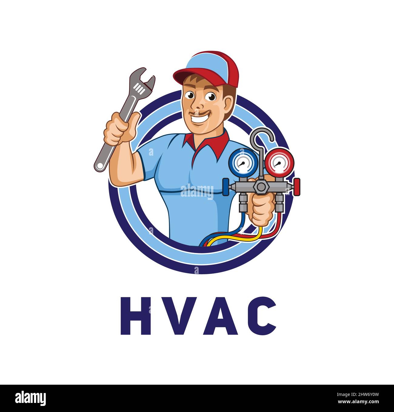 HVAC character logo design illustration vector eps format , suitable ...