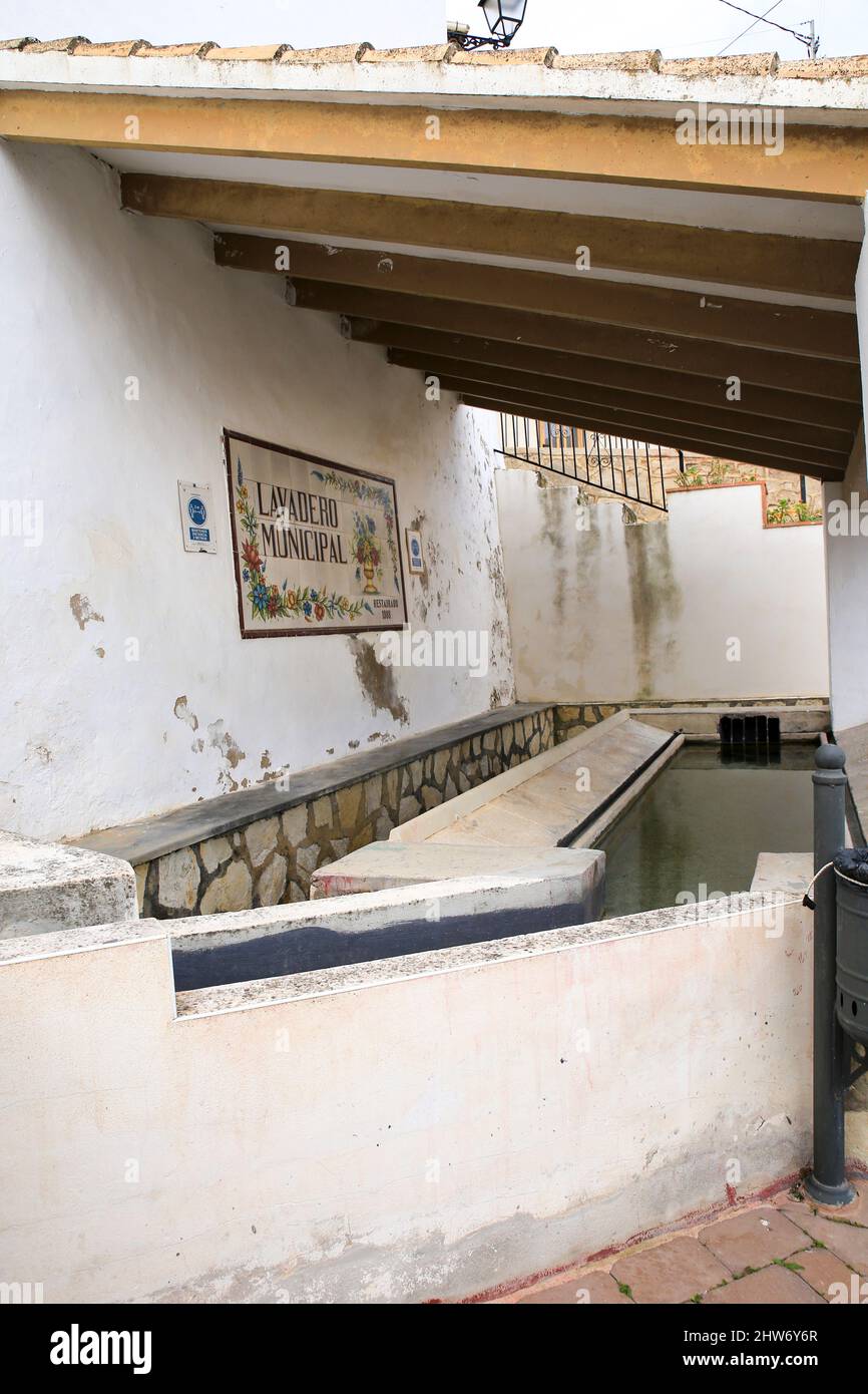 Benifato, Alicante, Spain- February 4, 2022: Old public stone laundry ...