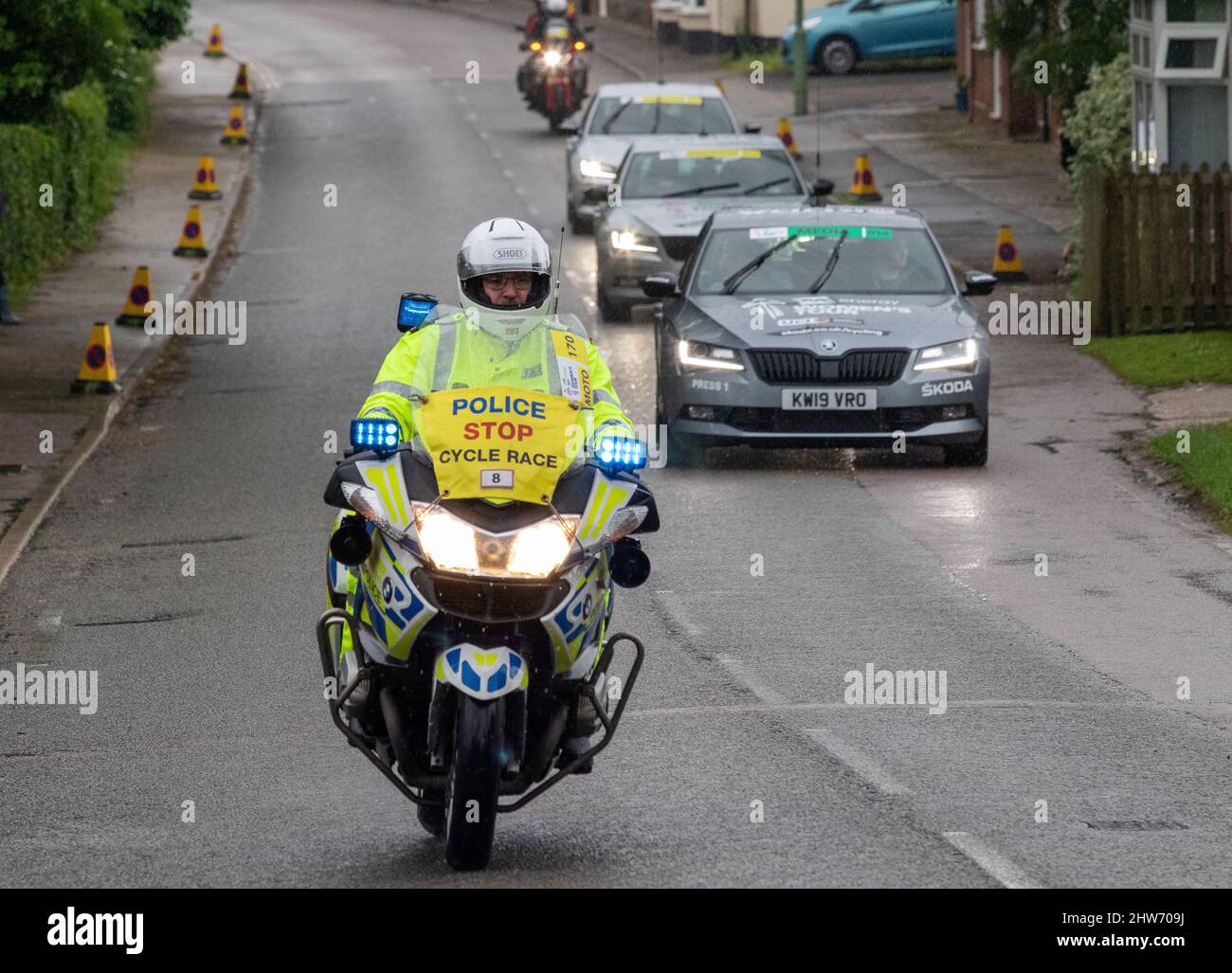 Police motorbike accompanying the 2019 Women's Tour cycle race Stock ...