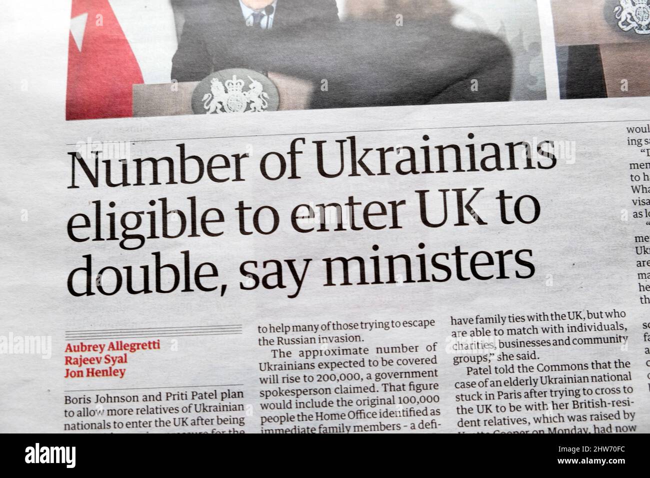 'Number of Ukrainians eligible to enter UK to double, say ministers ...