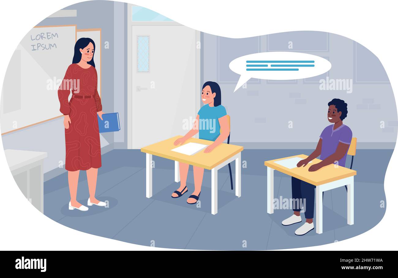 School class 2D vector isolated illustration Stock Vector Image & Art ...