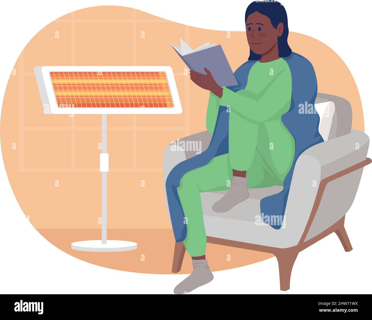 Warm room 2D vector isolated illustration Stock Vector Image & Art - Alamy