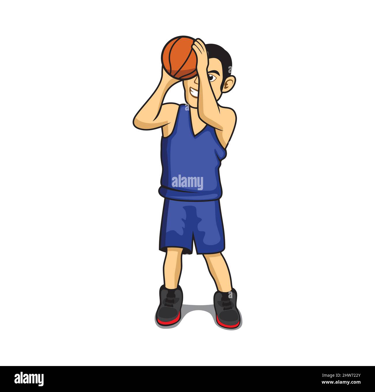 Basketball player cartoon character shooting design illustration vector ...