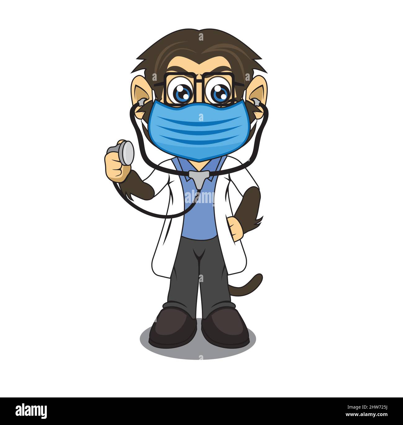 Monkey doctor cartoon character design illustration vector eps format ...