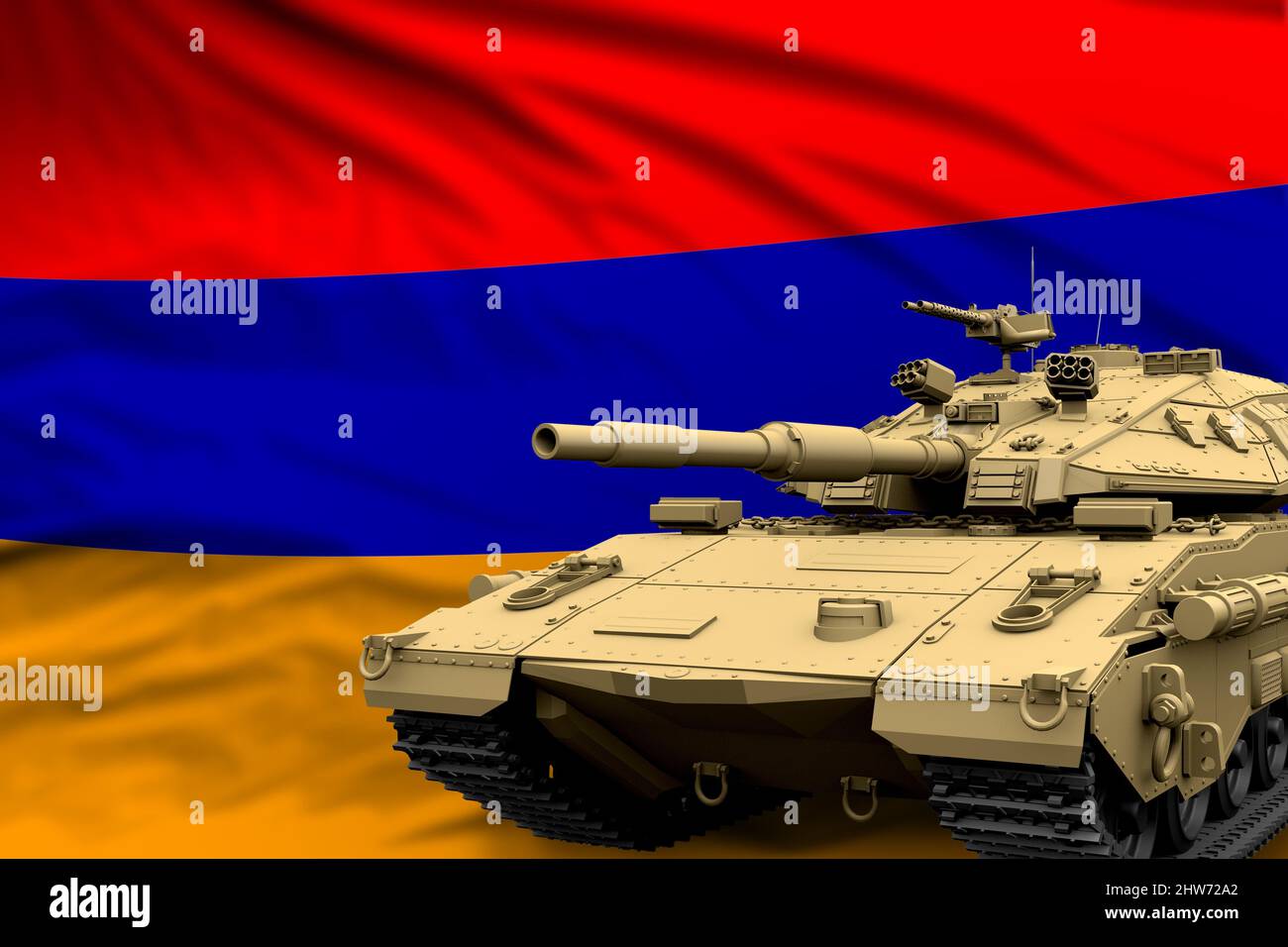 Armenia modern tank with not real design on the flag background - tank ...
