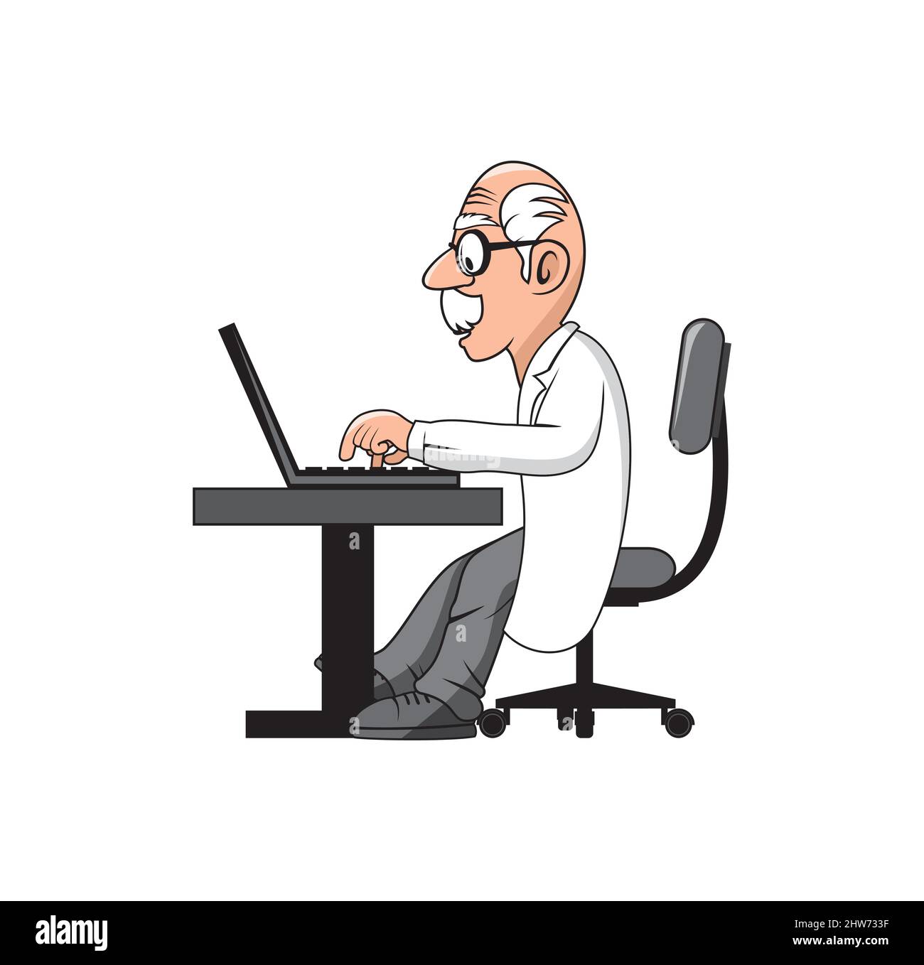 Professor old man cartoon character design illustration vector eps ...