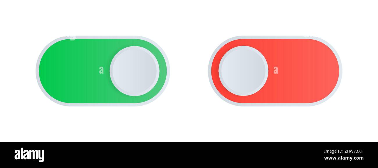 Button switch, slider. Turning on and off. Set for mobile application ...