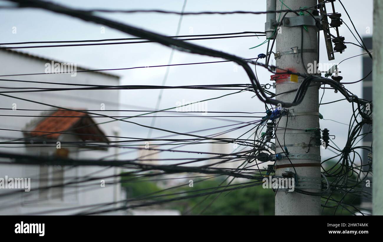 Chaotic electric wires from third world country Stock Photo - Alamy