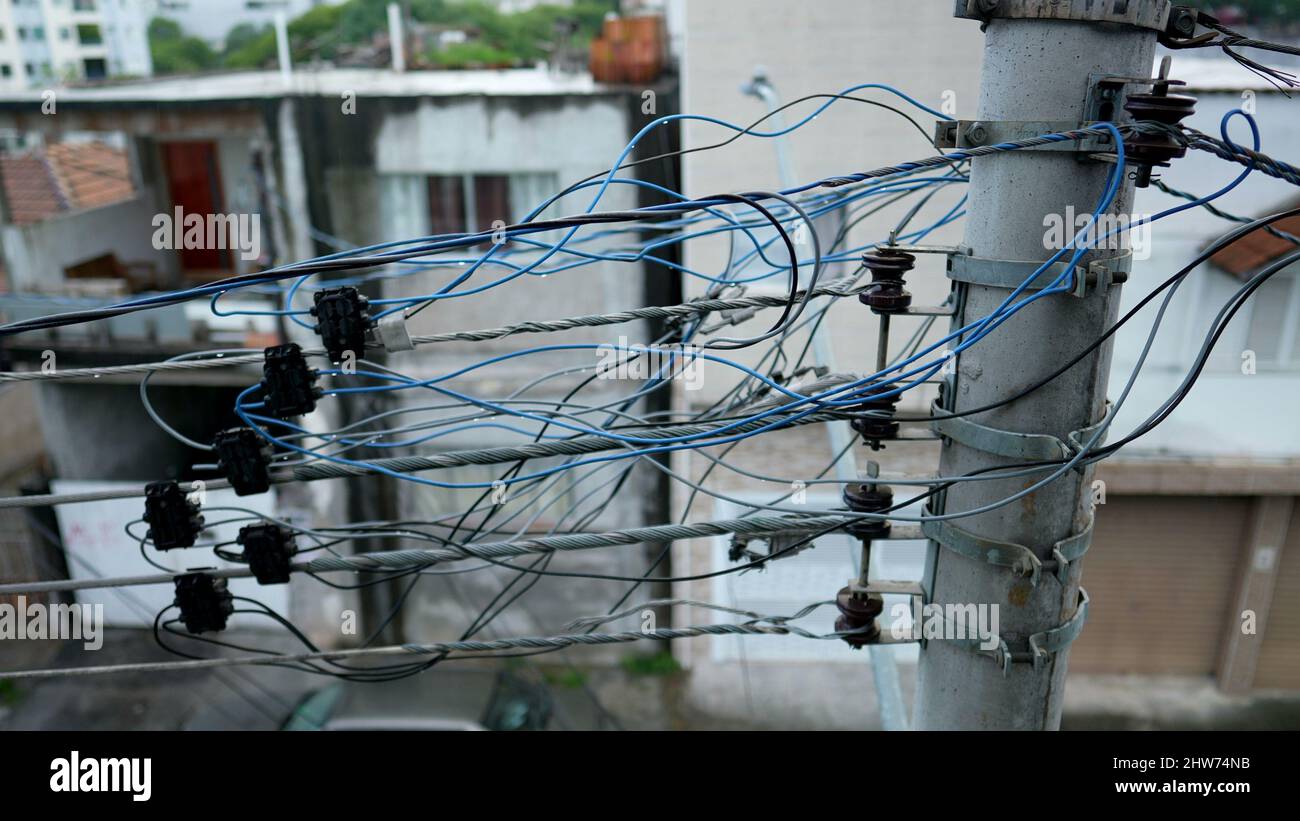 Messy wires from electric hi-res stock photography and images - Alamy