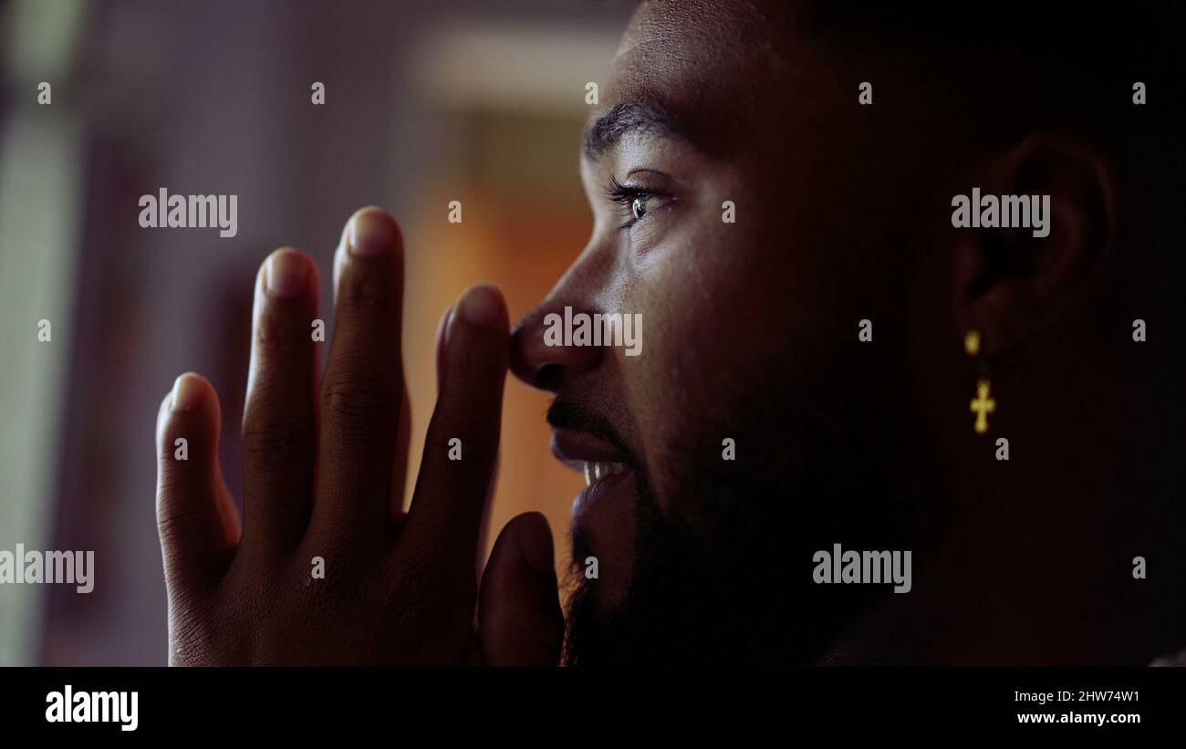 One happy man praying to God with HOPE and FAITH Stock Photo - Alamy