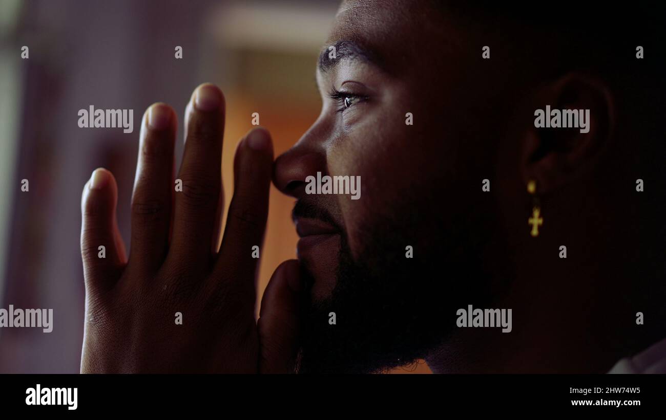 One happy man praying to God with HOPE and FAITH Stock Photo - Alamy