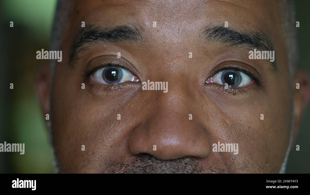 Person surprised reaction closeup eyes macro face shock emotion Stock ...