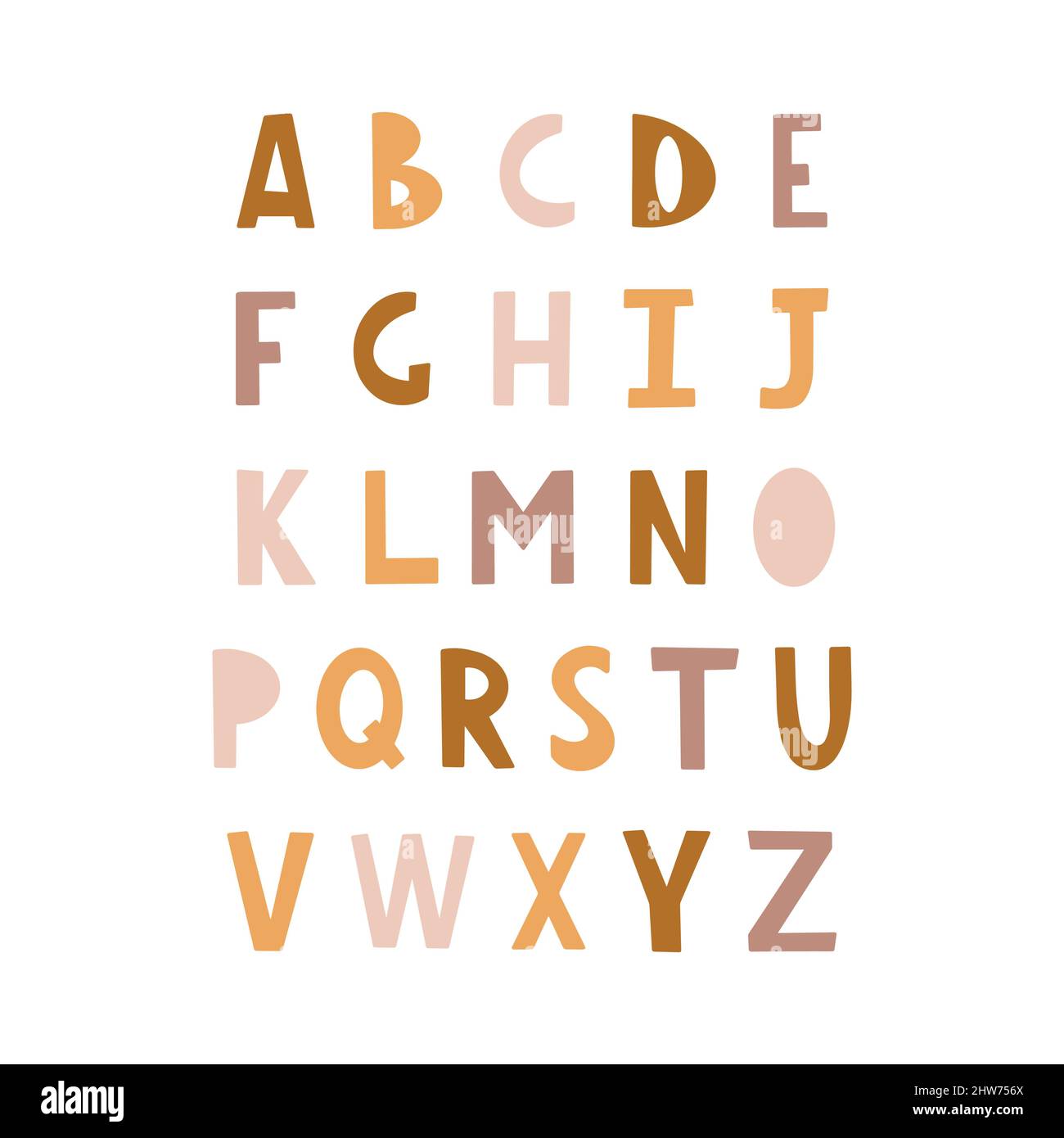 Colorful ABC alphabet with multicolored letters isolated on white ...