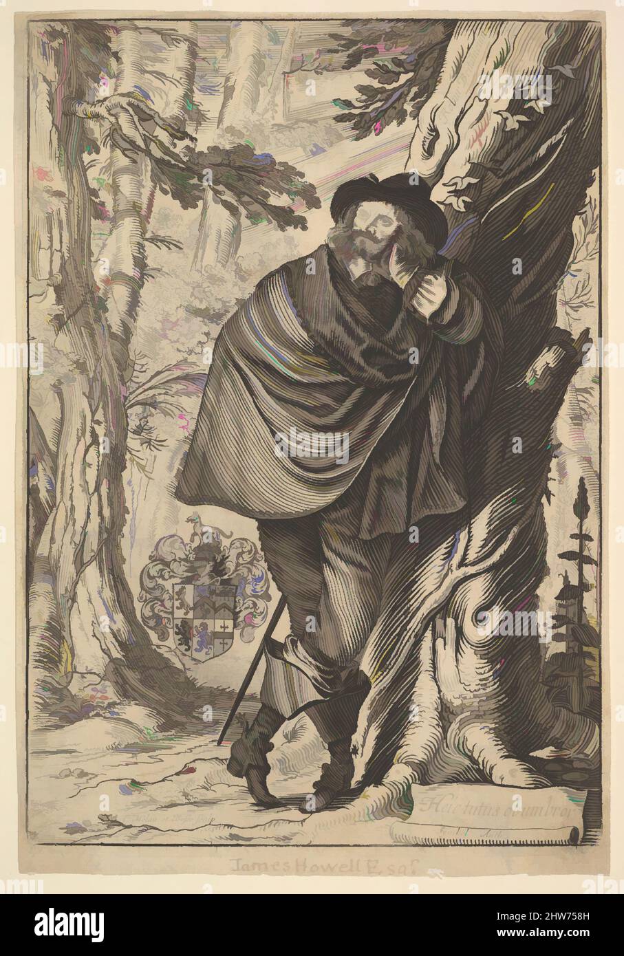 Art inspired by James Howel Standing in a Forest, 1641, Engraving of ...