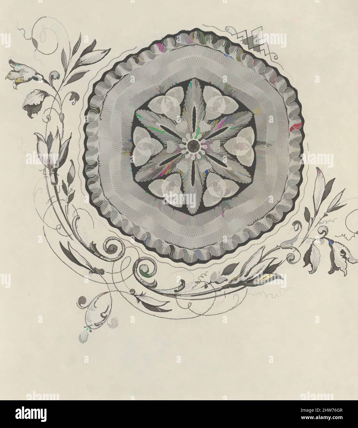 Art inspired by Banknote motif: hexagonal ornament with rippled edges ...