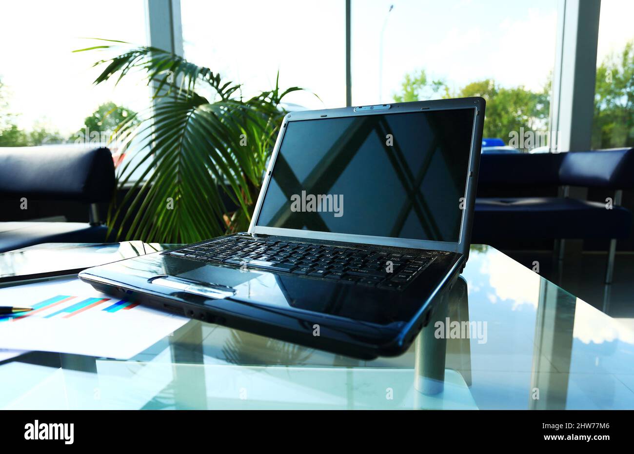Workspace modern home office desk with laptop and equipment Stock Photo ...