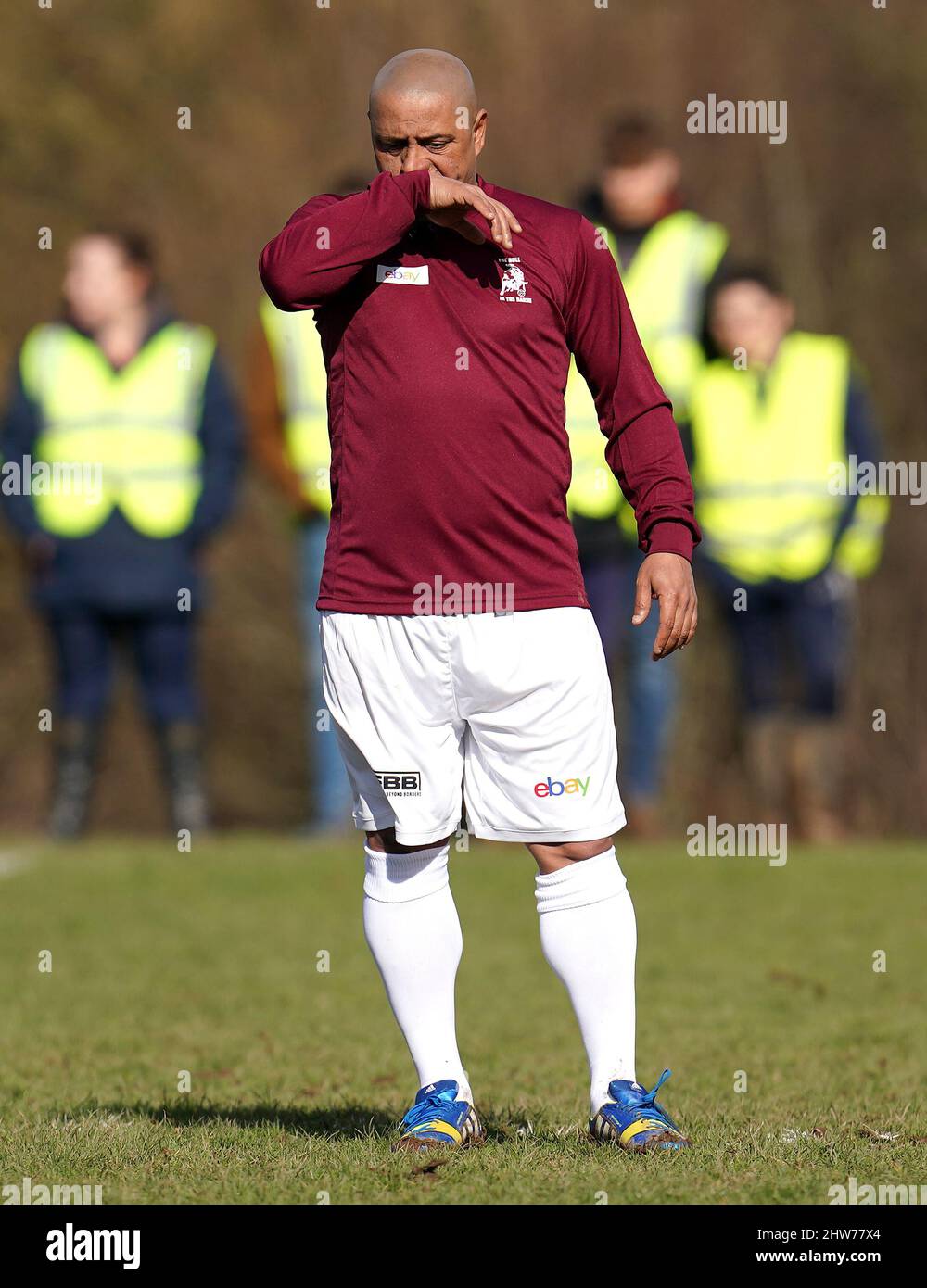 Roberto Carlos, playing for Bull In The Barne United, in action in the ...
