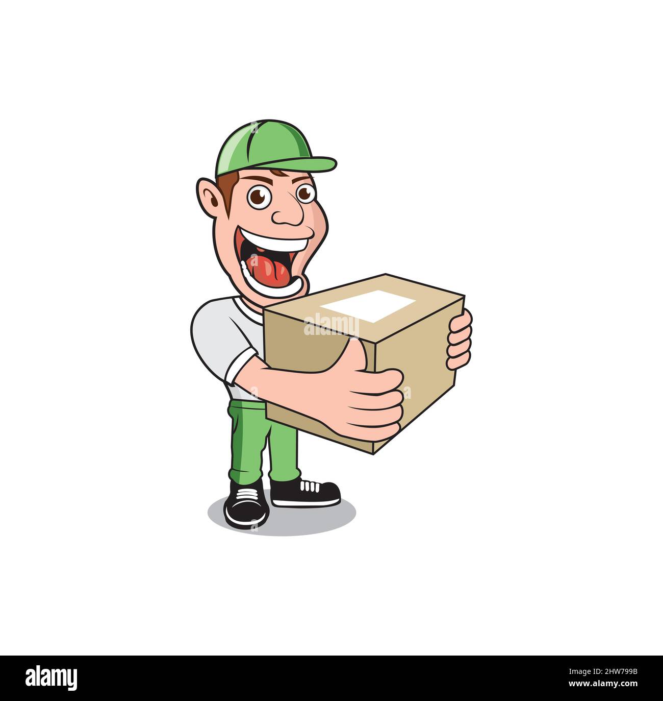 Funny delivery worker smiling design illustration vector eps format ...