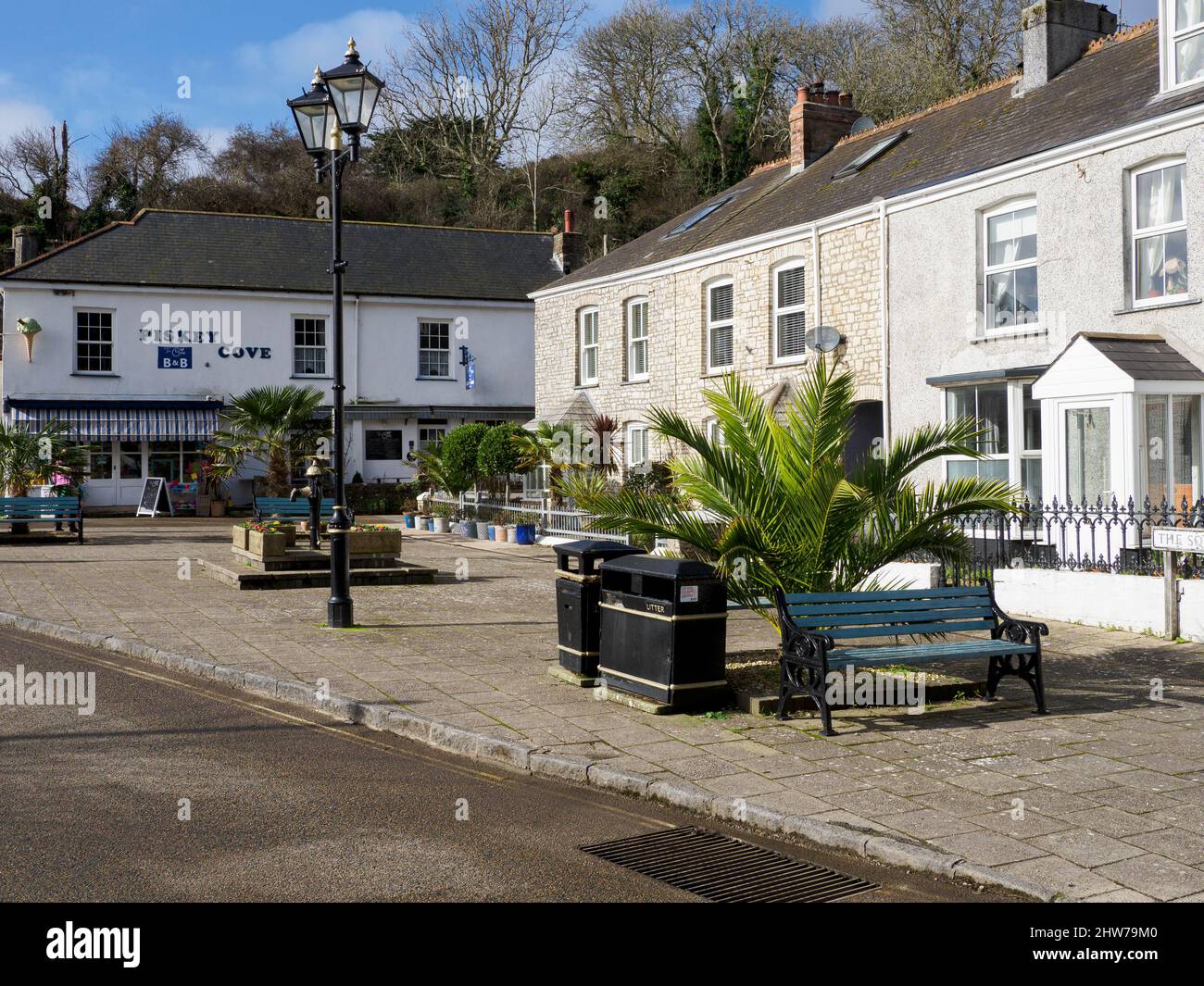 The Square, Pentewan village, Cornwall, UK Stock Photo - Alamy