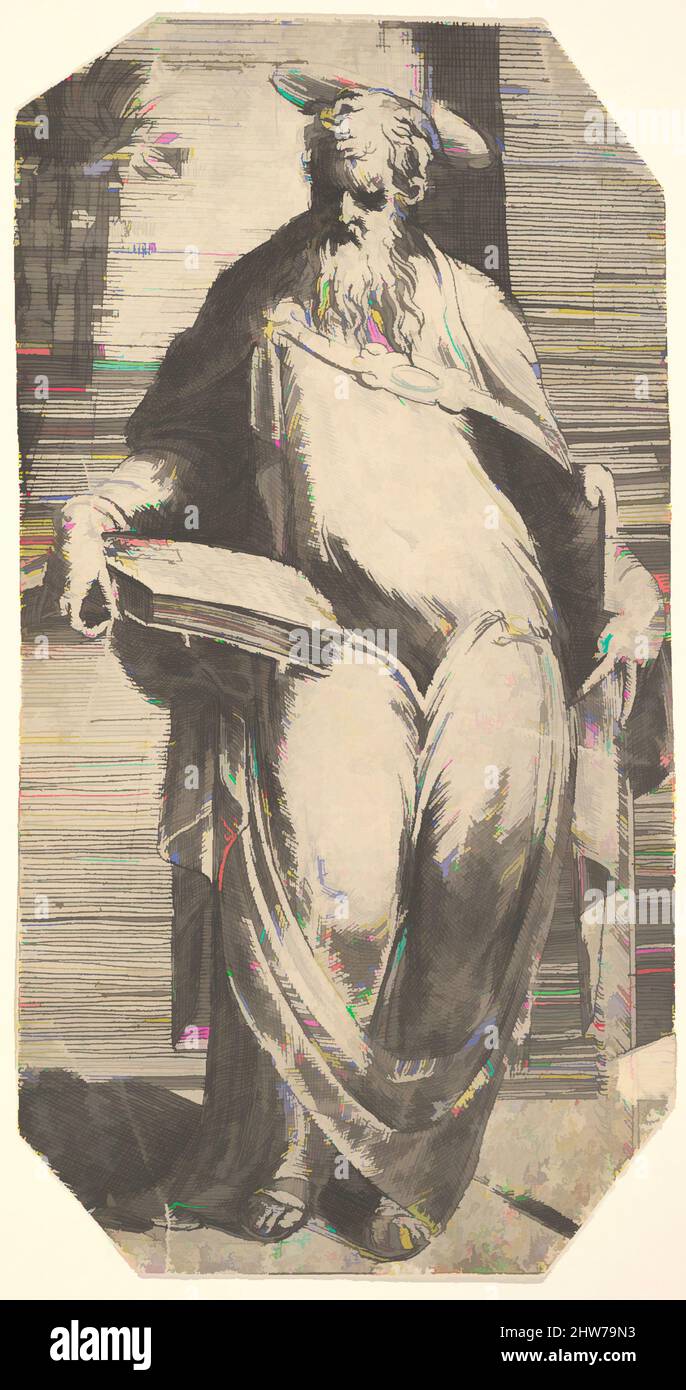 Art inspired by Saint Simon standing, supporting a book on his right ...