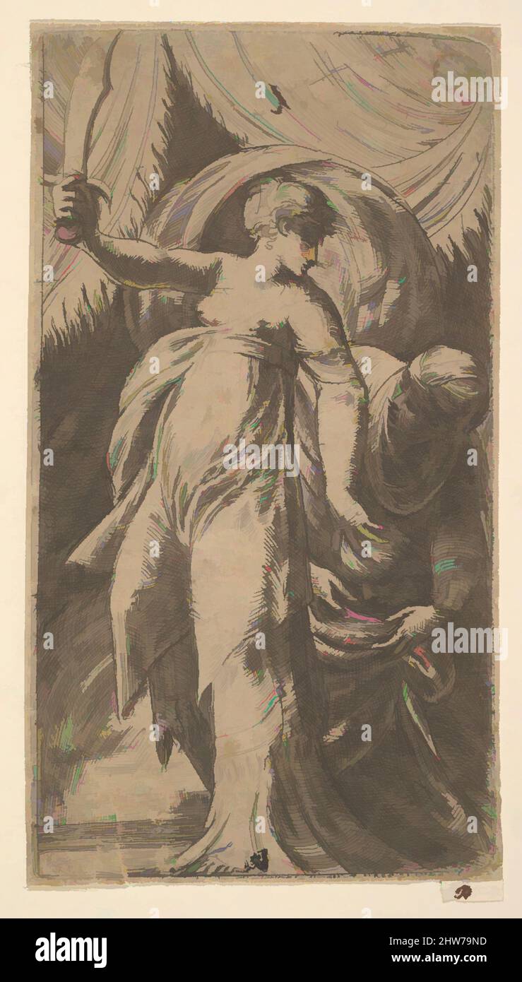 Art inspired by Judith with her sword raised in her right hand and ...