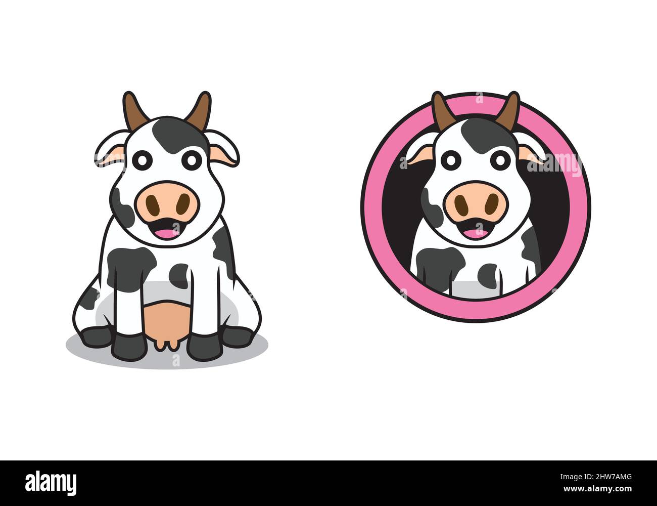 Cute cow cartoon character design illustration , suitable for your ...