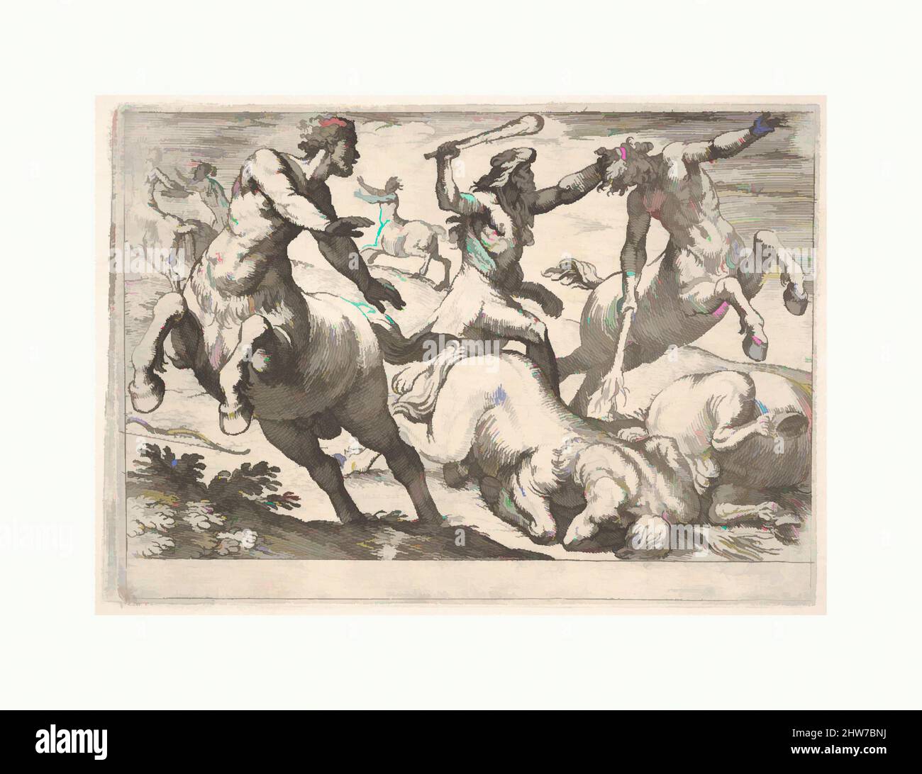 Art inspired by Hercules and the Centaurs: Hercules holds the head of a ...