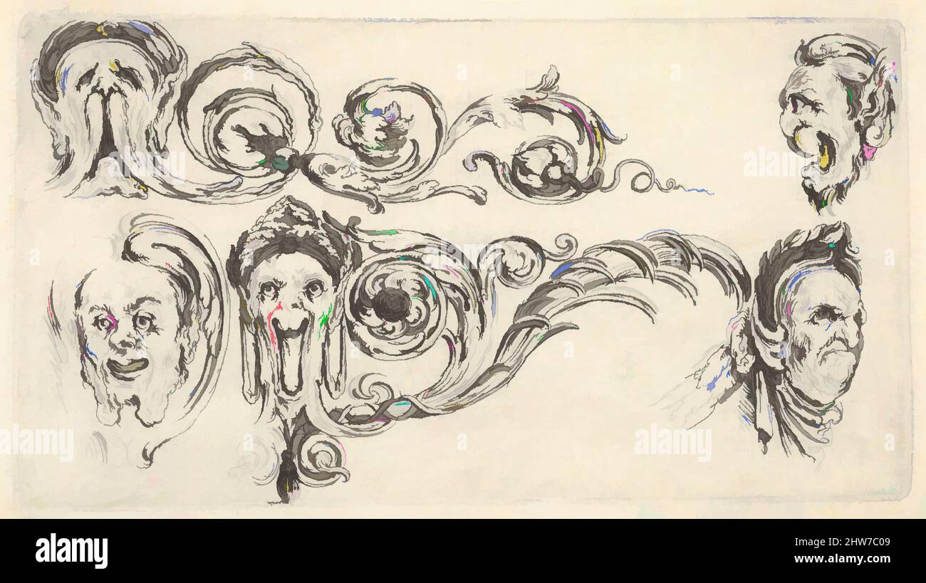 Art inspired by Plate 4: five grotesque heads, from 'Friezes, foliage ...