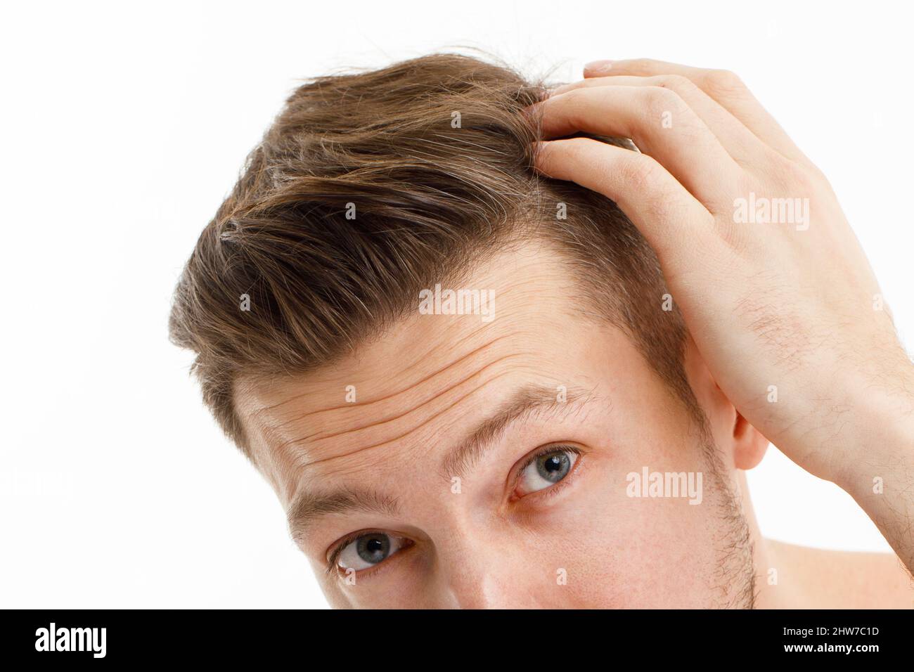 Man grey hair stress hi-res stock photography and images - Alamy