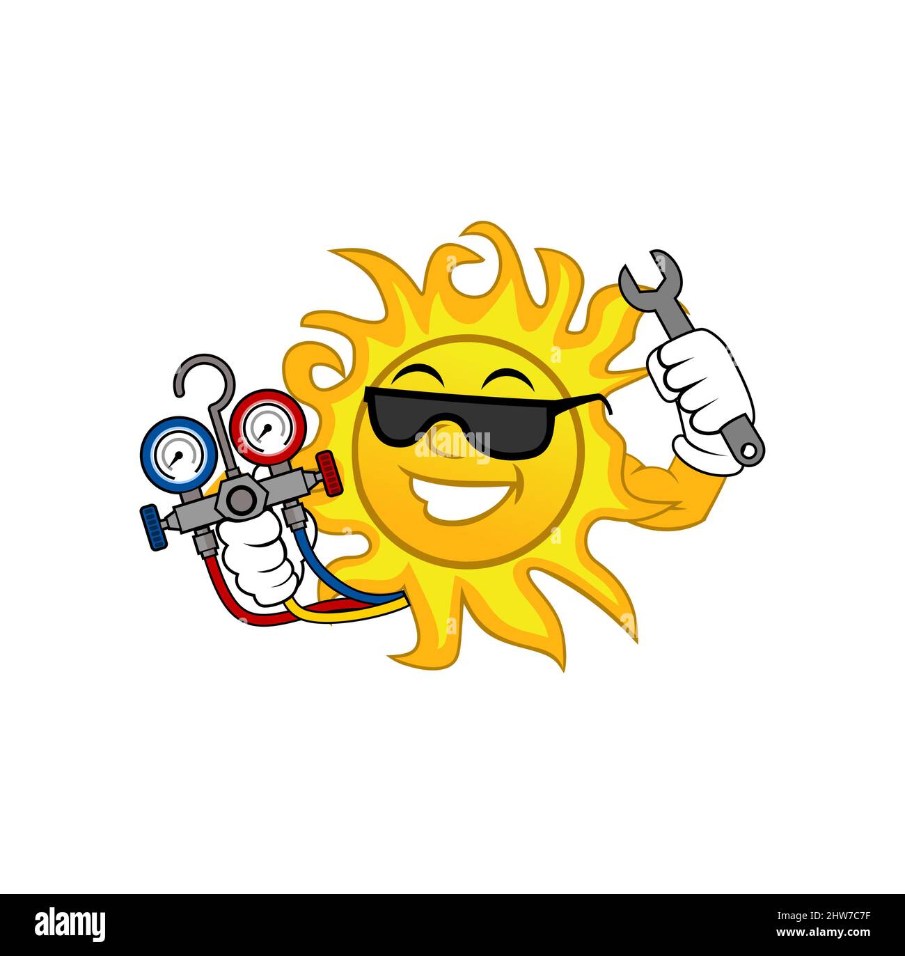 HVAC sun character logo cartoon design illustration vector eps format ...