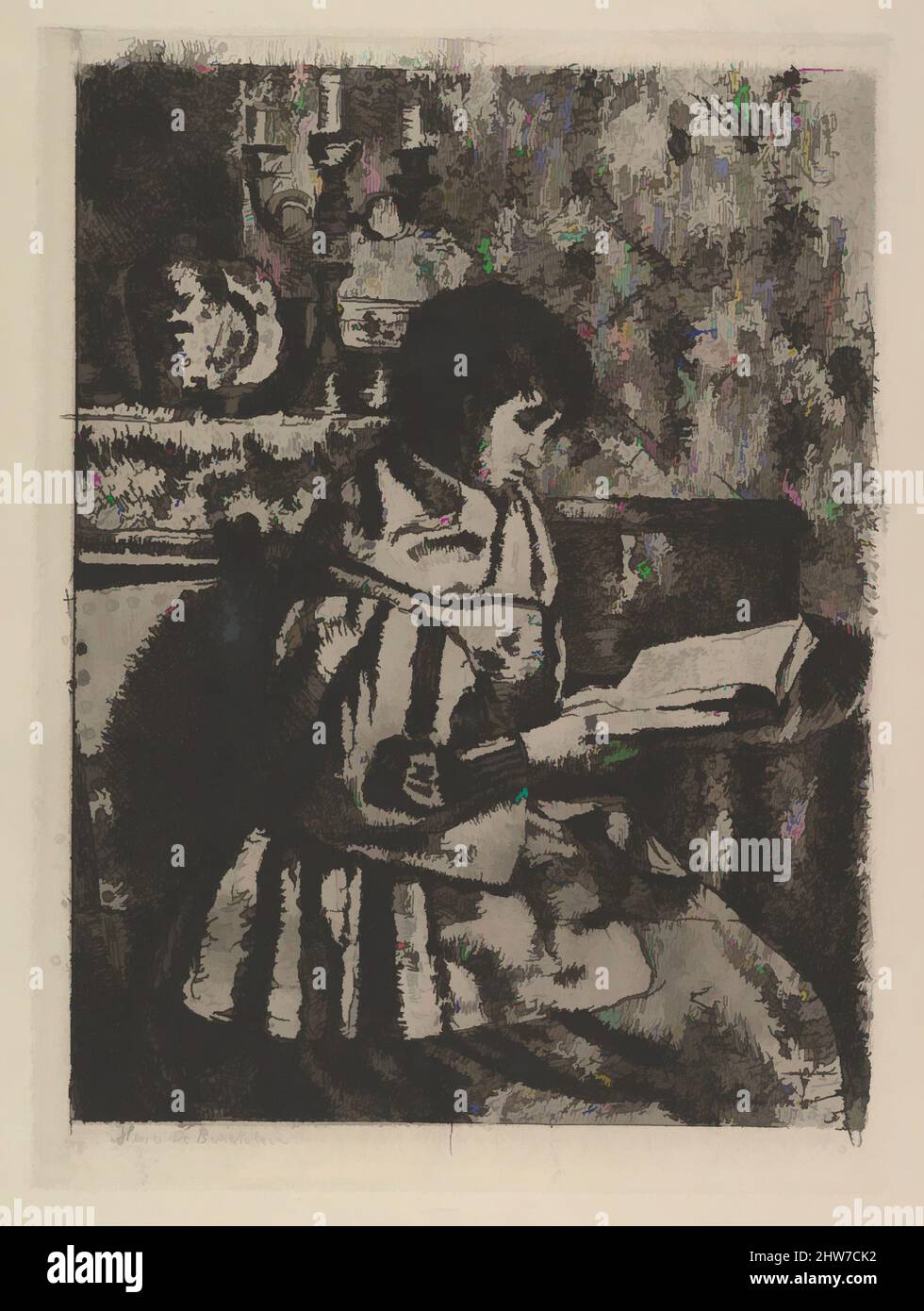 Art inspired by The Reader, ca. 1870, Etching on wove paper, sheet: 12 ...