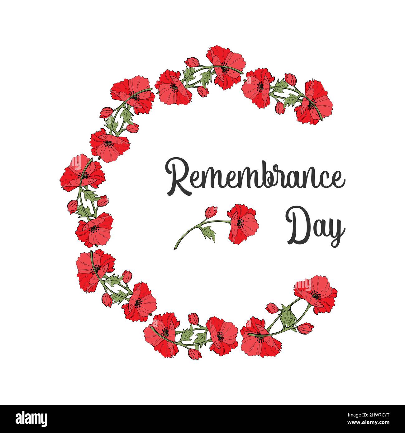 Red poppy wreath lest we forget Stock Vector Images - Alamy