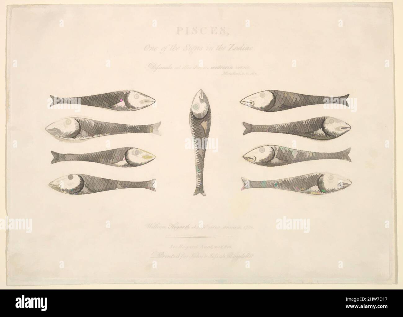 Art inspired by Pisces: Hogarth's Quadrille Fish, ca. 1730, Etching and ...