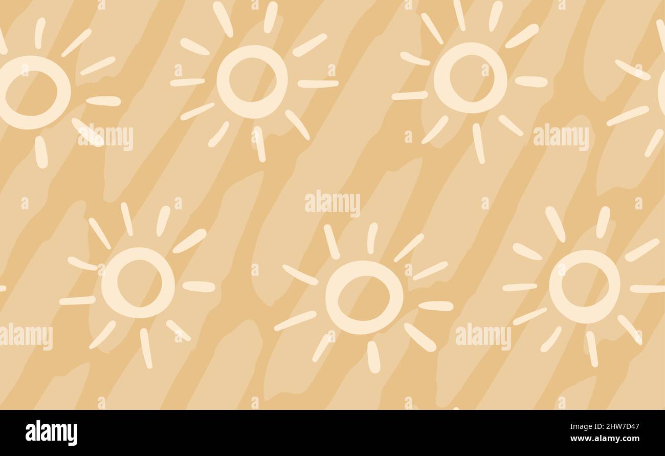 Beige Sun seamless pattern. Simple strokes vector illustration Stock ...