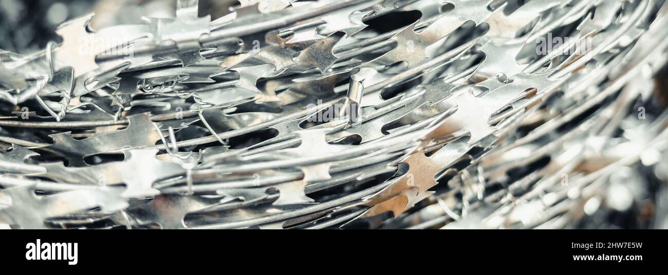 reel of barbed wire. Advertising background for the manufacturer and ...